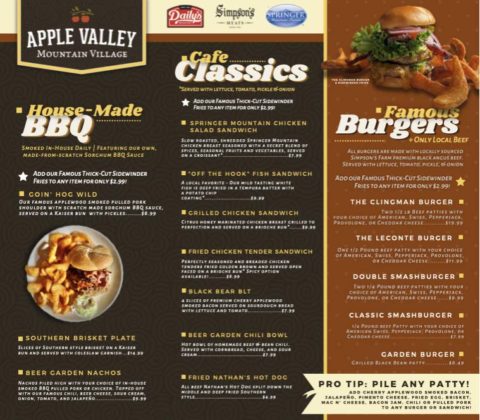 Our New Menu is a SMASH! - Apple Valley Mountain Village